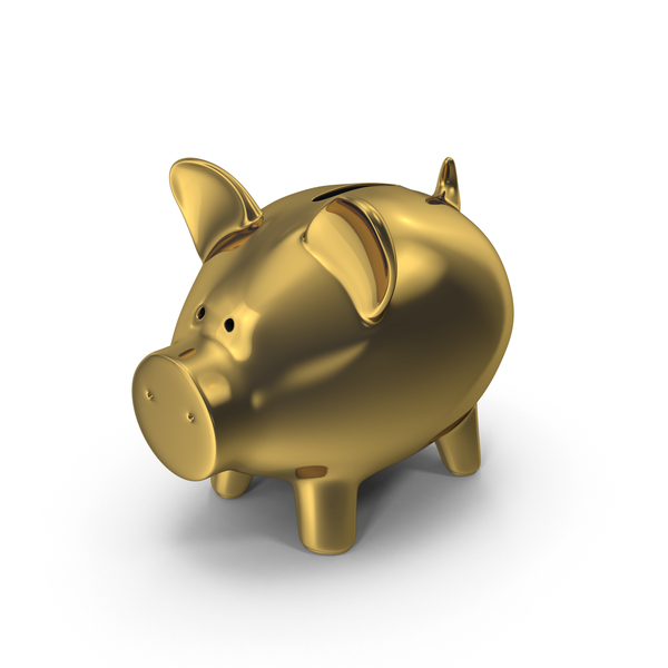 Gold Piggy Bank 3D Incl. bank money Envato